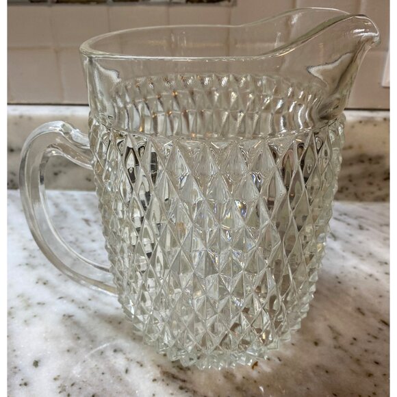 Indiana Glass | Dining | Heavy Crystal Pitcher Diamond Pattern Indiana ...
